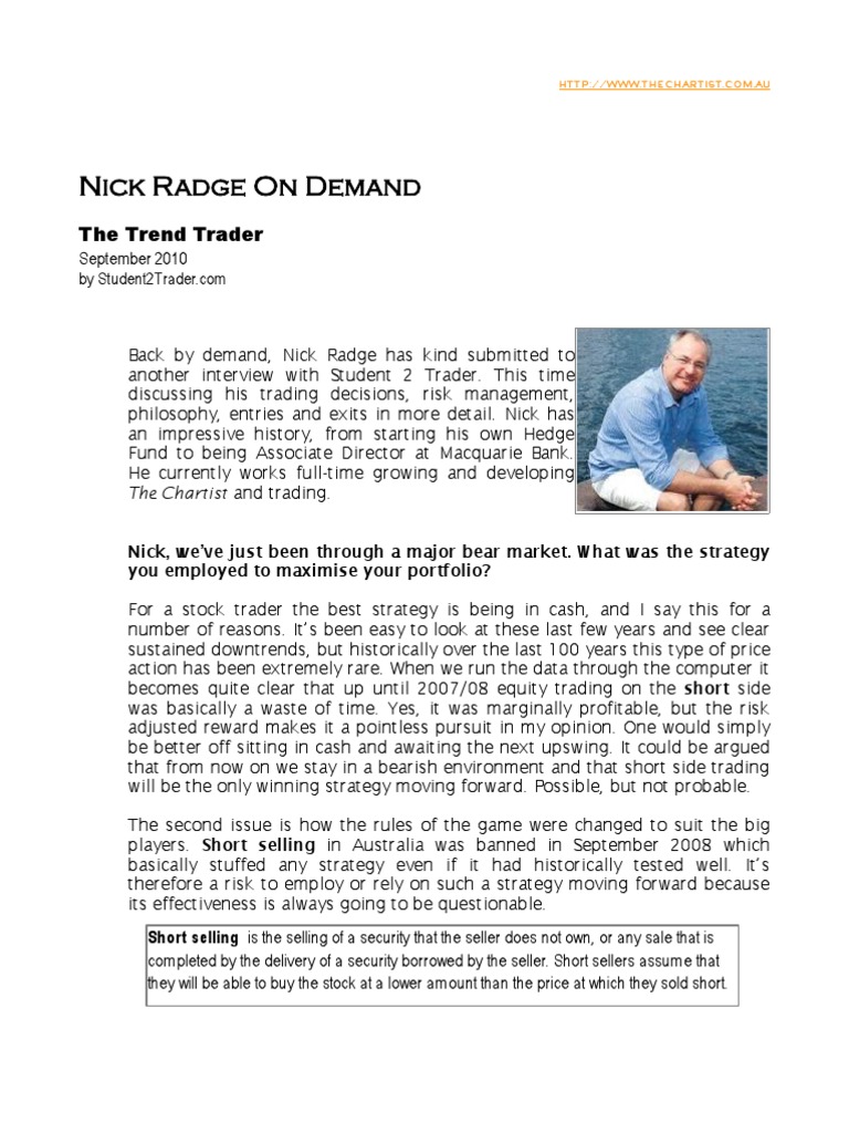 The Trend Trader - Nick Radge On Demand | PDF | Short (Finance) | Order ...