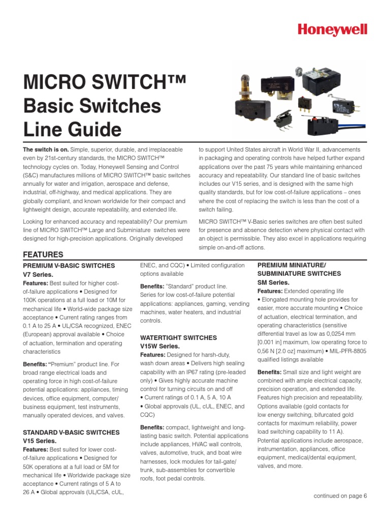 MICRO SWITCH™ Basic Switches Line Guide_004649-8-EN | PDF | Switch ...