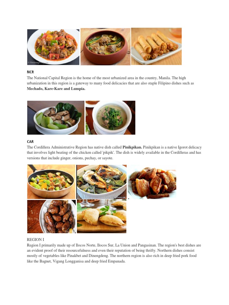 Per Region | PDF | Philippine Cuisine | Southeast Asian Cuisine