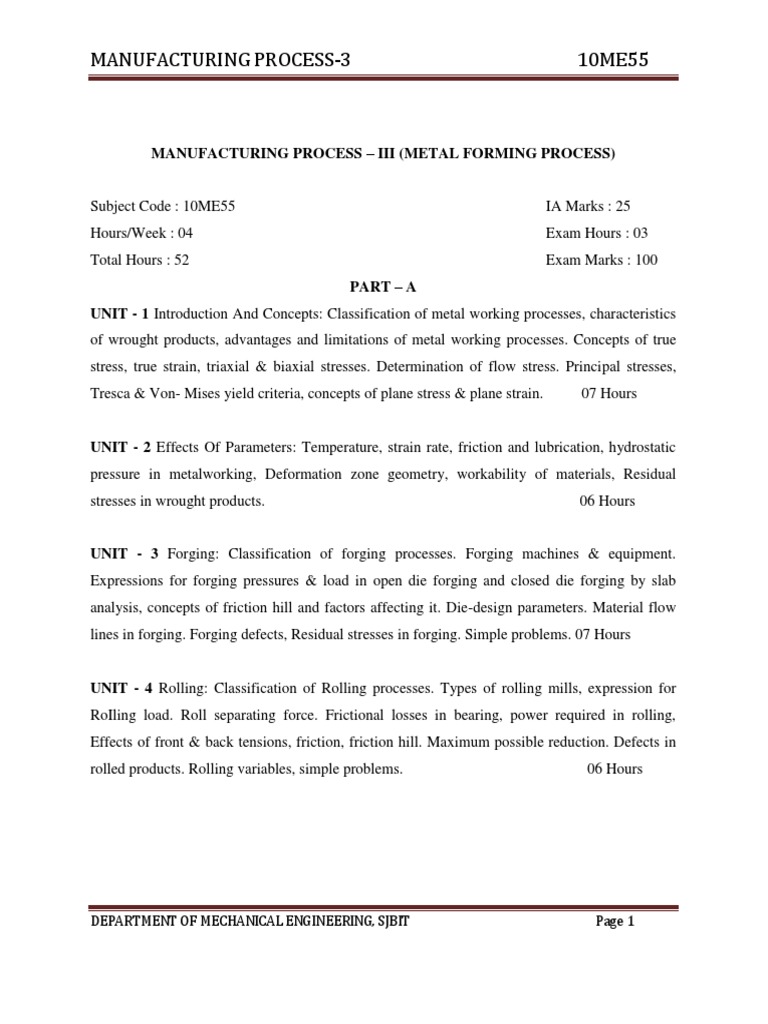 Manufacturing Process | PDF | Yield (Engineering) | Deformation ...