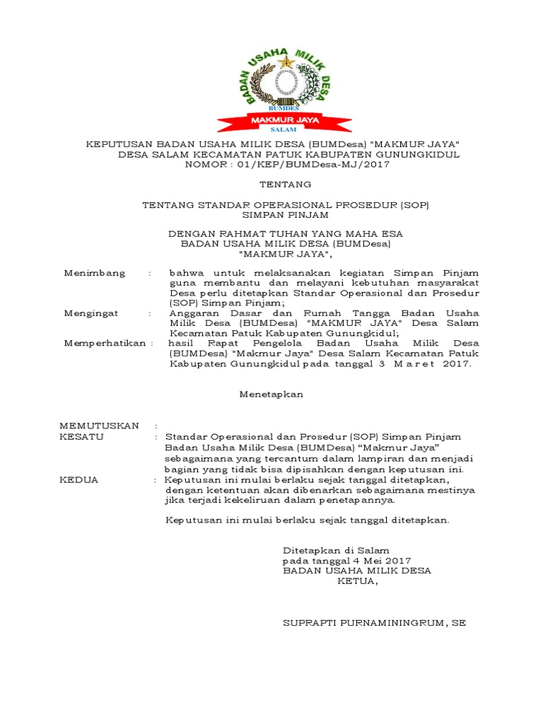 SOP Simpan Pinjam | PDF