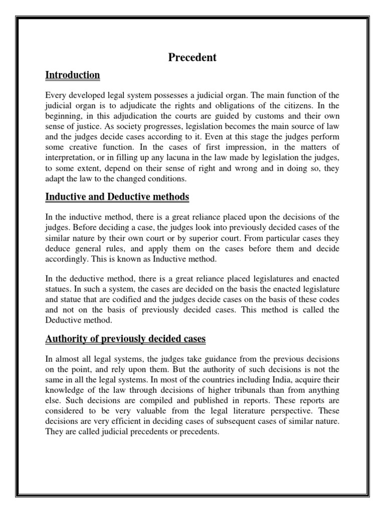 Precedent | PDF | Precedent | Rule Of Law