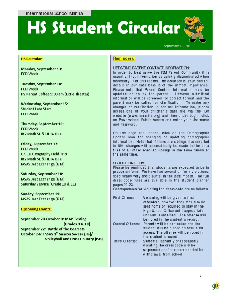 Student Bulletin Sept 10 | PDF