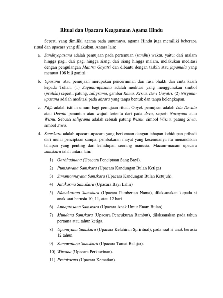 Upacara dan Ritual dalam Agama Hindu | PDF