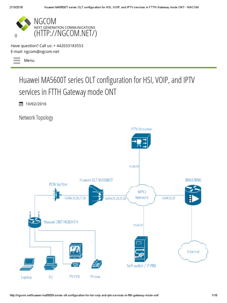 Huawei MA5600T Series OLT Configuration For HSI, VOIP, and IPTV ...