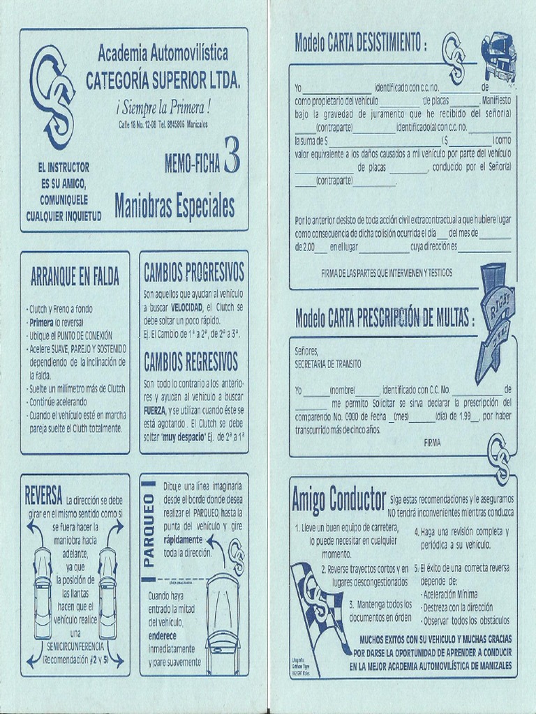 Memofichas Conduccion | PDF | Carretera segura | Transporte de tierra