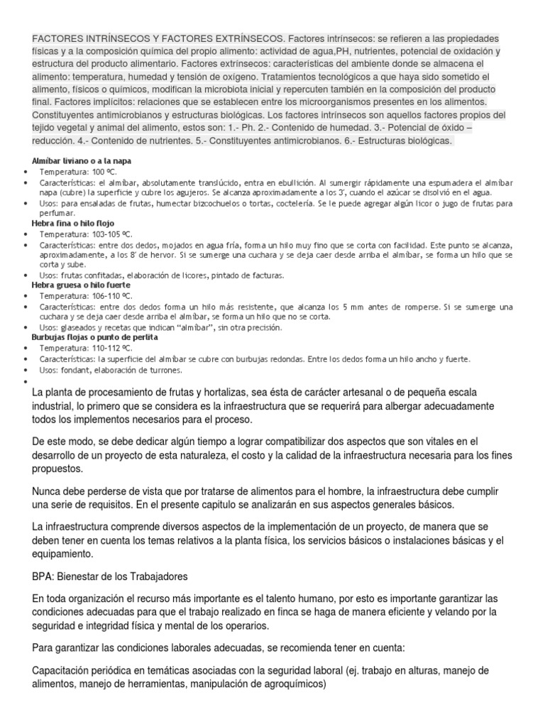Factores Intrínsecos y Factores Extrínsecos | PDF | Alimentos | Agua