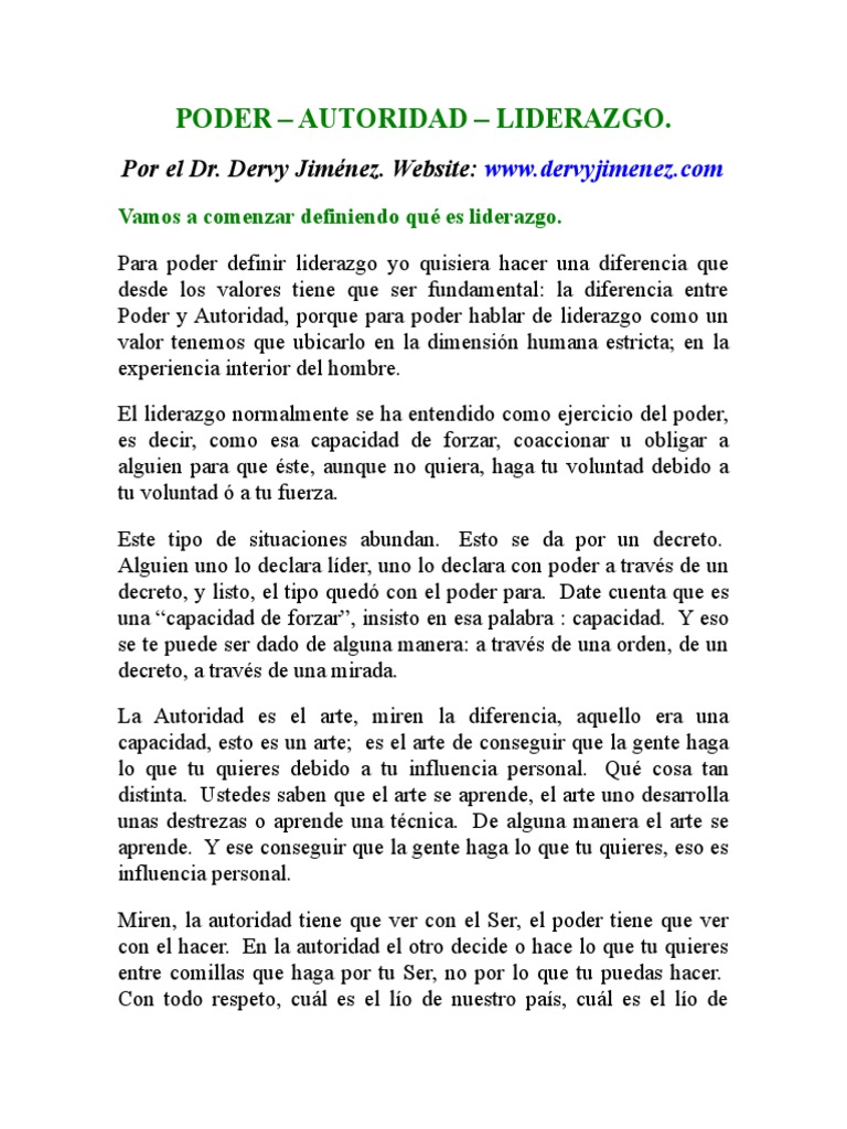 03-Poder y Autoridad & Liderazgo. | PDF | Comprensión | Liderazgo