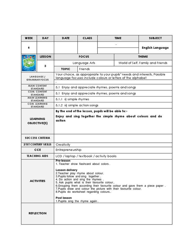 Lesson Plan Year 1 | PDF