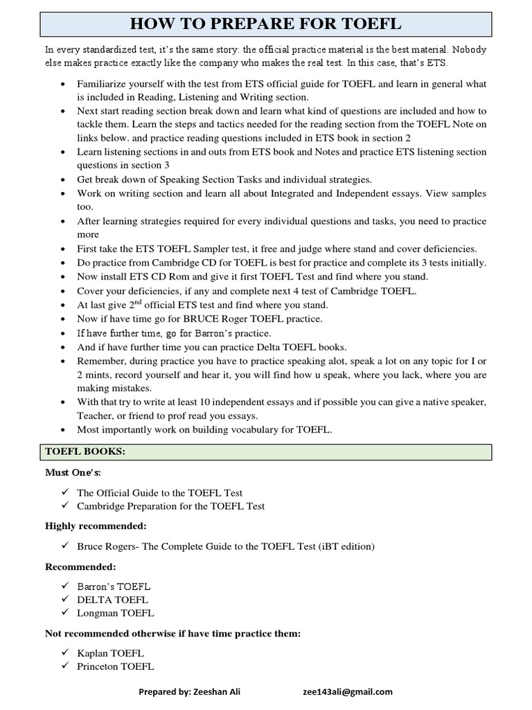 How To Prepare For TOEFL PDF | PDF | Test Of English As A Foreign ...