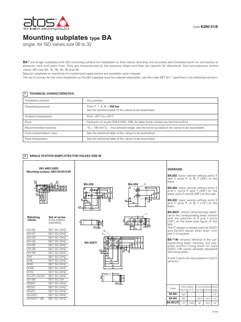 Atos Base de Válvulas | PDF | Valve | Liquids