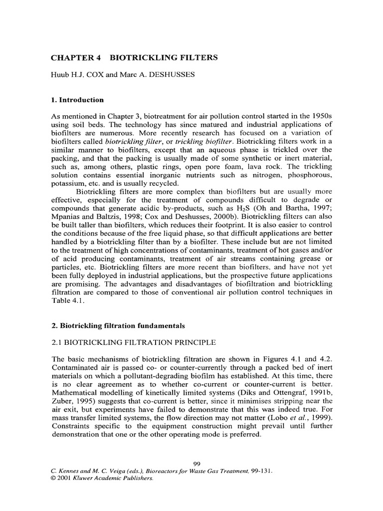 Chapter 4 Biotrickling Filters: Biotricklingjilter, or Trickling ...