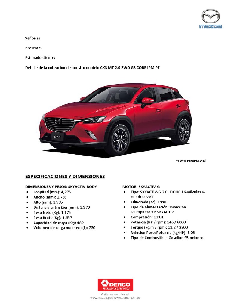 Cx3 MT 2 0 2wd Gs Core Ipm Pe MAZDA | PDF | Airbag | Fabricantes de ...