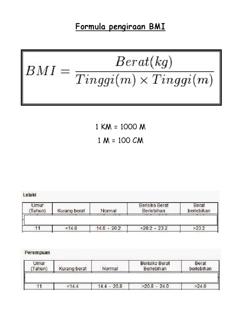 Formula Pengiraan BMI | PDF