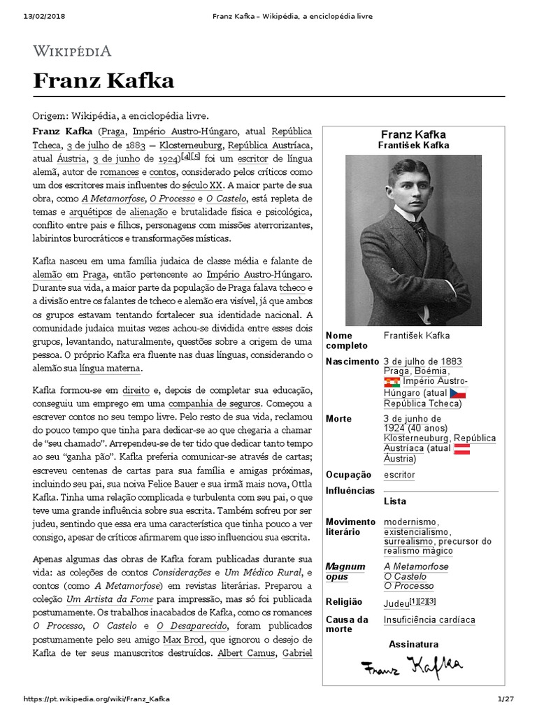 A Historia Franz Kafka | PDF | Franz Kafka