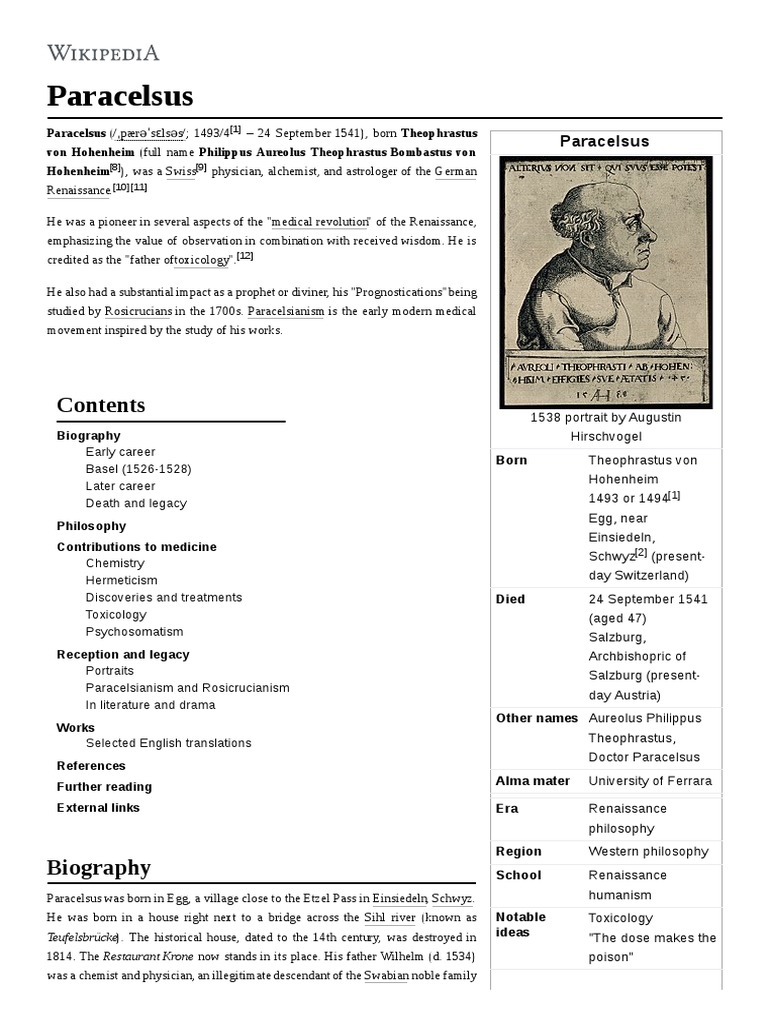 Paracelsus | PDF | Wellness | Medical