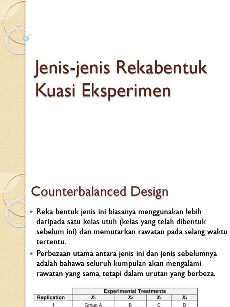 Jenis-Jenis Rekabentuk Kuasi Eksperimen | PDF