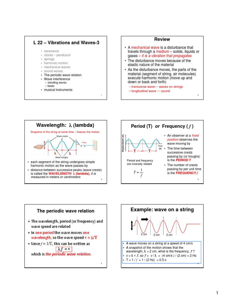 L 22 - Vibrations and Waves-3 Review: Wavelength | PDF | Wavelength | Waves