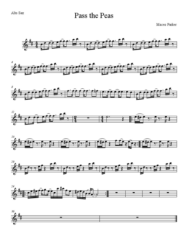 Pass The Peas - MACEO P. - Alto Sax | PDF