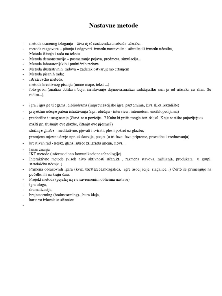 Nastavne Metode | PDF