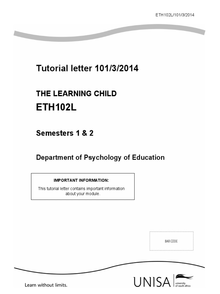 ETH102L Learning Child Module Guide | PDF | Tutor | Test (Assessment)
