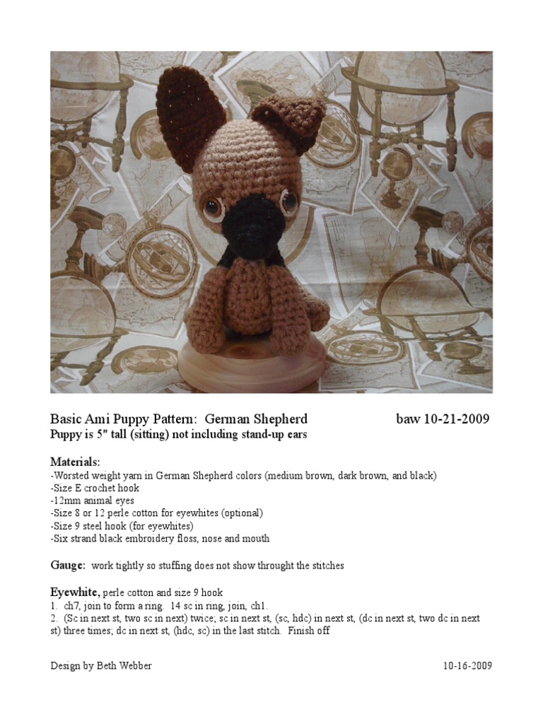 German Shepherd Puppy Pattern | PDF | Crochet | Handicrafts