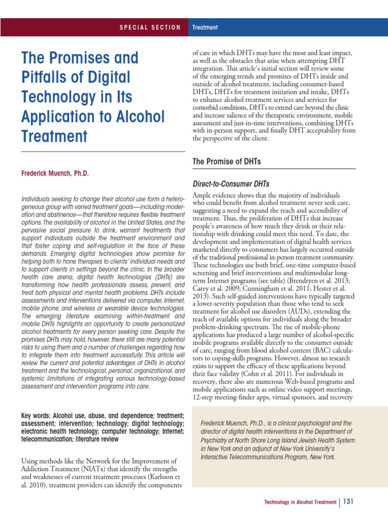 Digital Technology in Alcohol Treatment | PDF | Alcoholism | Privacy