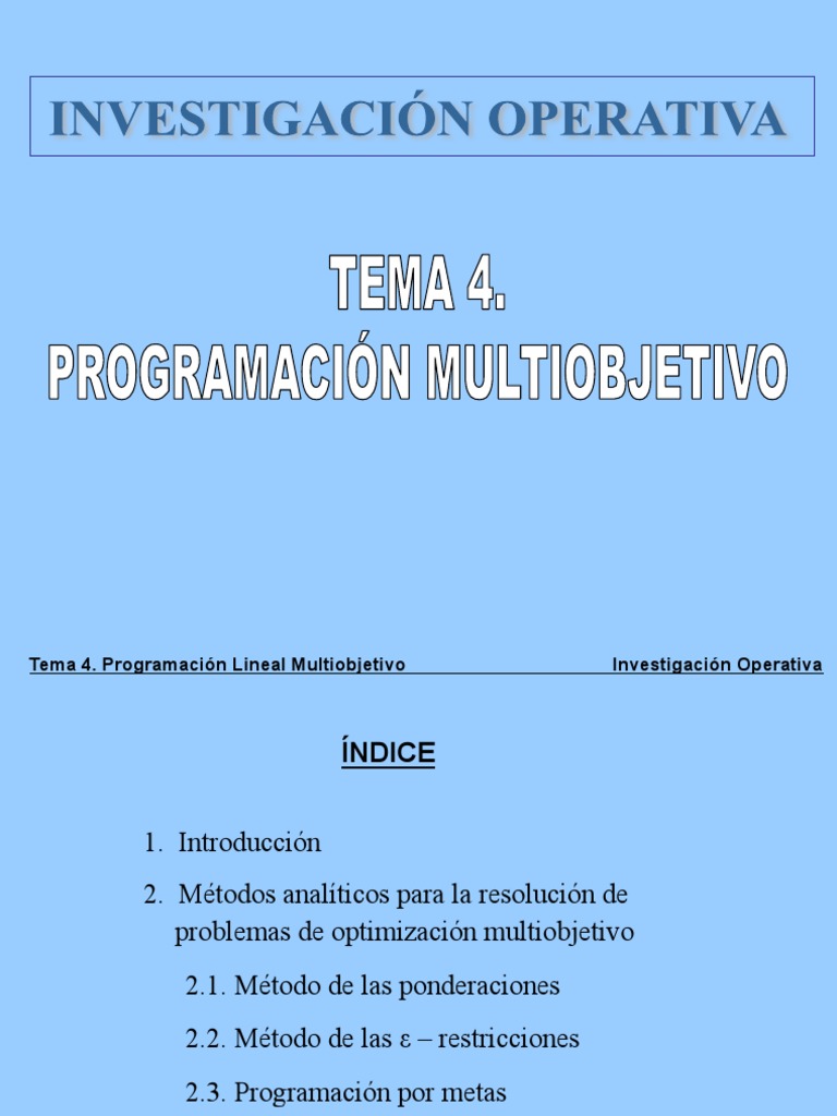 Programación Multiobjetivo | PDF | Programación lineal | La investigación de operaciones