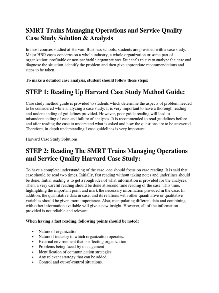 Harvard Case Study: SMRT Trains | PDF | Swot Analysis | Competitive Advantage