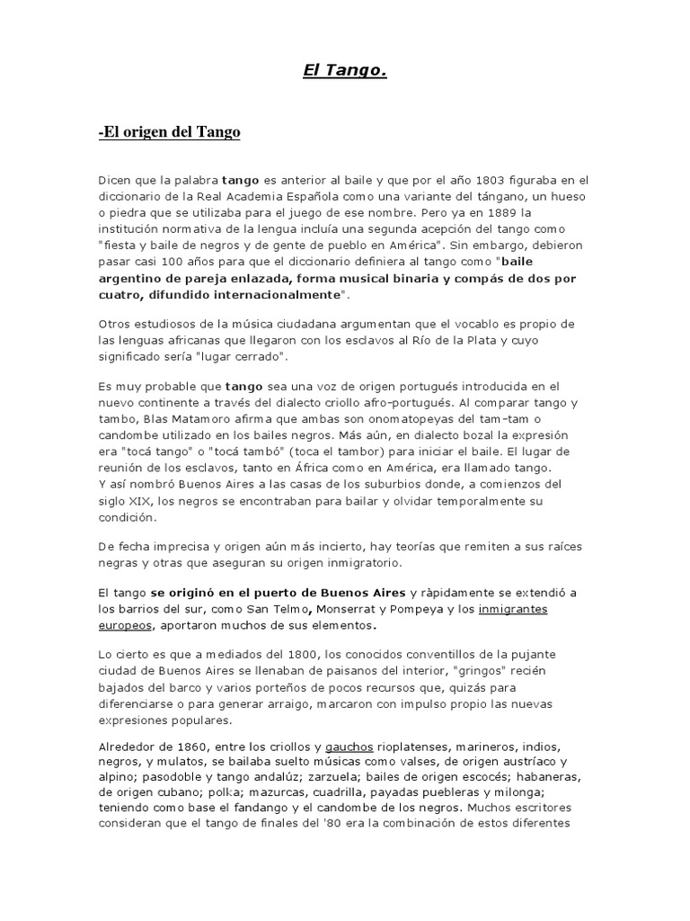 El Tango | PDF | Musica Tango | Estilos de música uruguayos