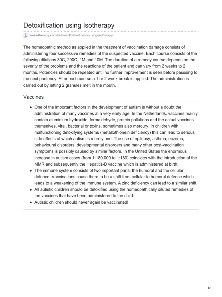 Cease Therapy - Com Detoxification Using Isotherapy | PDF