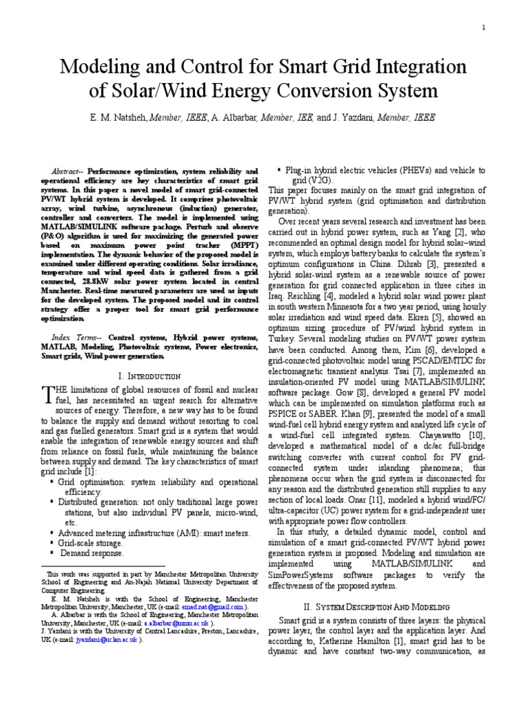 Modeling and Control for Solar/Wind Integration | PDF | Rectifier ...