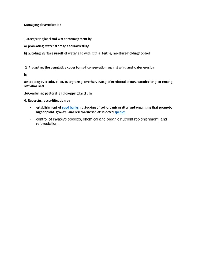 Strategies for Managing Desertification | PDF