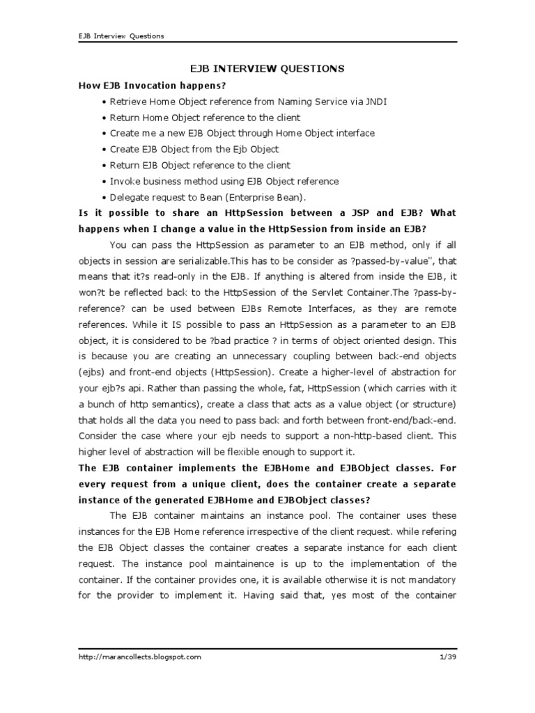 EJB Interview Questions | PDF