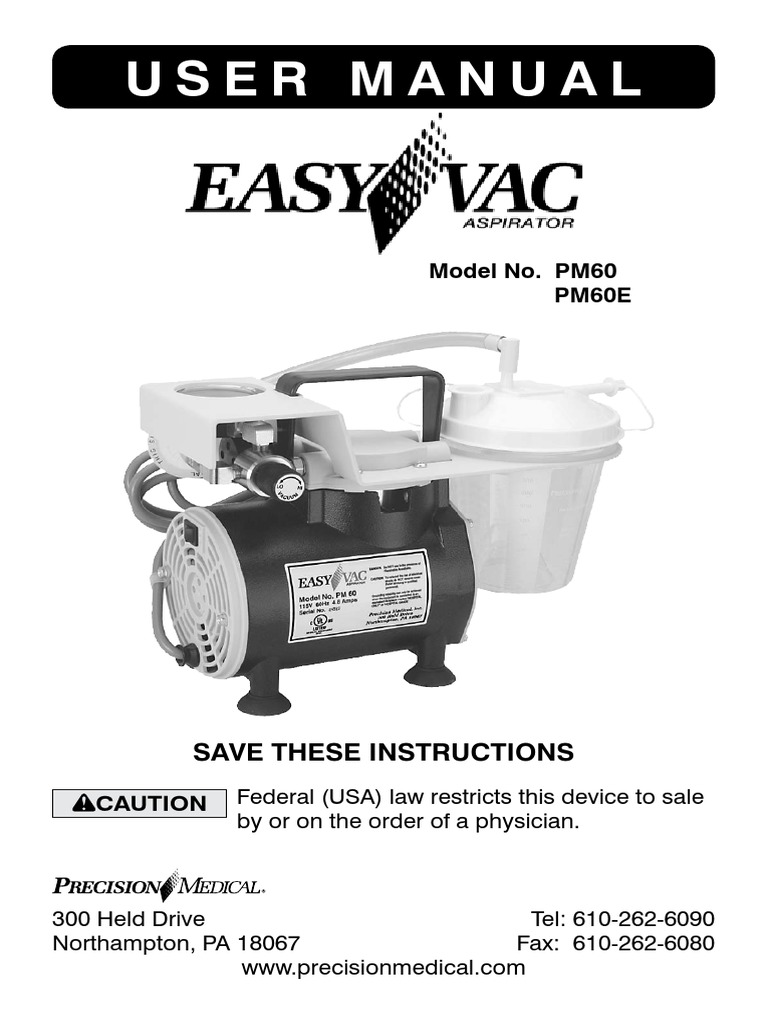 Precision Medical Easy Vac PM60 Suction Pump - User Manual | PDF | Nature