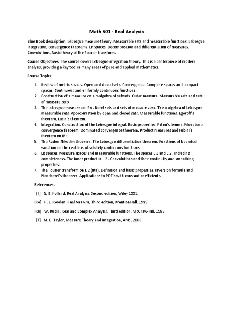 Math 501 Syllabus | PDF