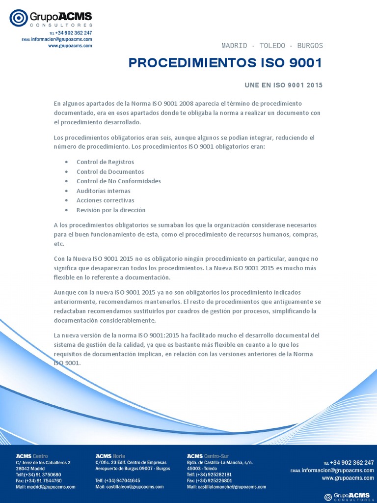 Procedimientos ISO 9001 2015 | PDF | Negocios | Finanzas y dinero