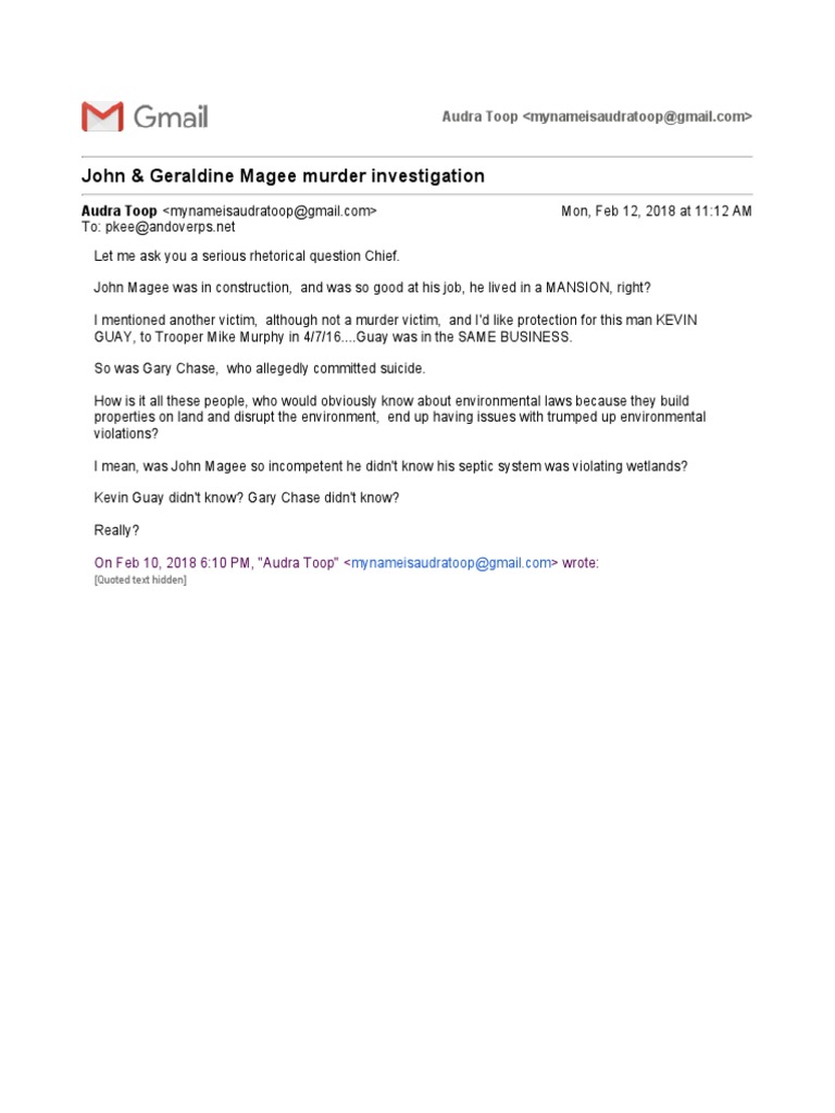 John & Geraldine Magee Murder Investigation: On Feb 10, 2018 6:10 PM ...