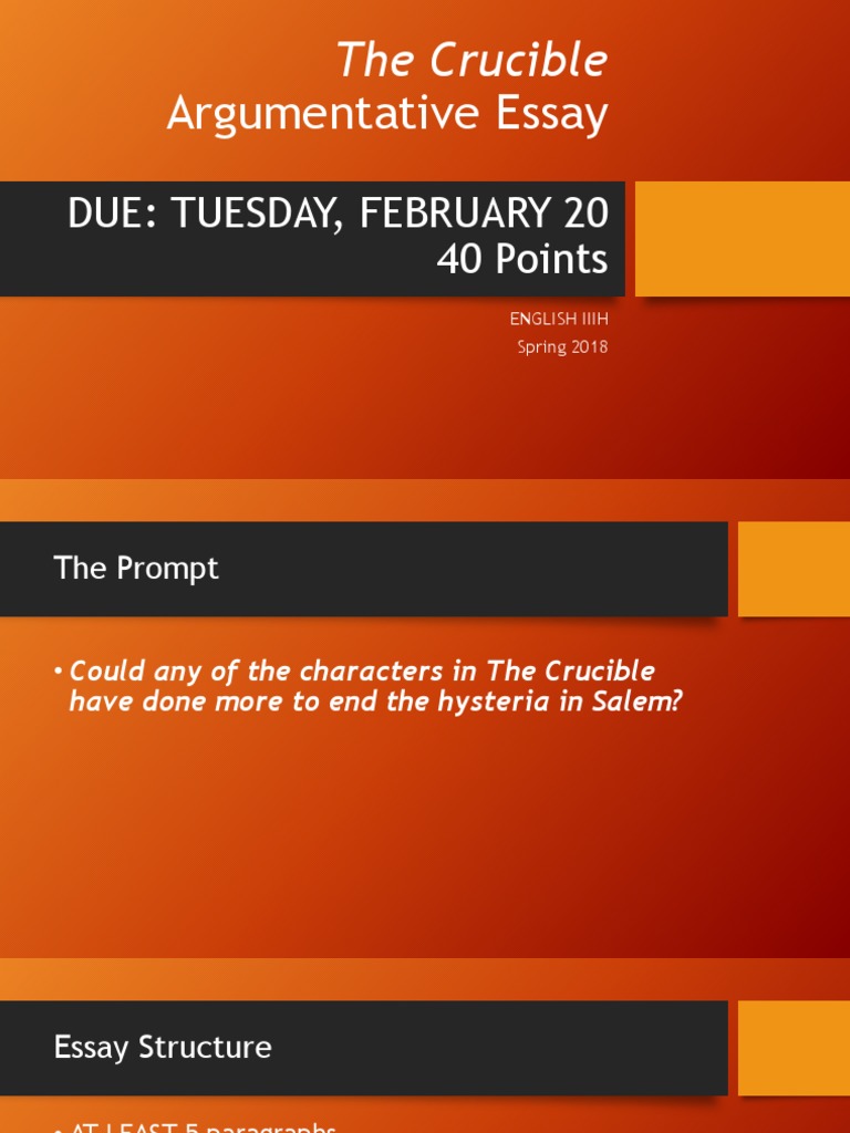 Argumentative Essay: The Crucible | PDF