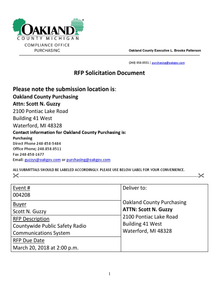Oakland County Public Safety Radio Communications System RFP | PDF ...