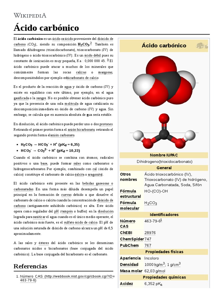 Ácido Carbónico | PDF | Química Física | Elementos químicos