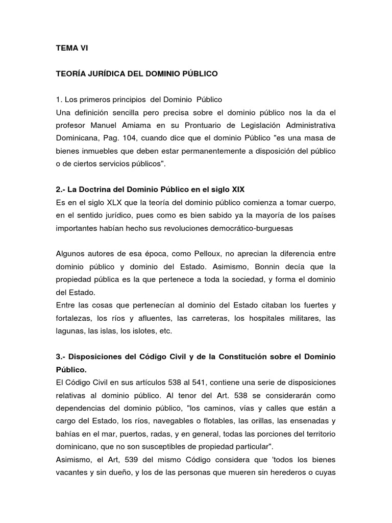 Tema - VI - Teoria Juridica Del Dominio Publico | PDF | Propiedad | Estatuto de limitaciones