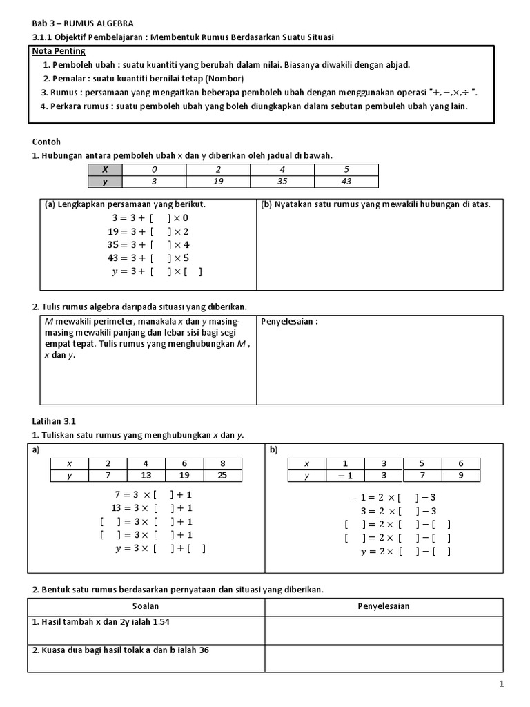 Bab 3 - Rumus Algebra | PDF