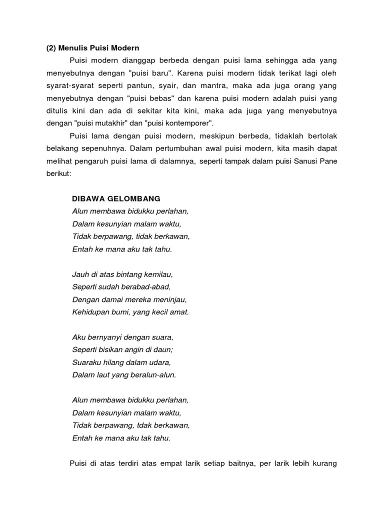Puisi Modern: Ciri dan Latihan | PDF | Seni | Puisi