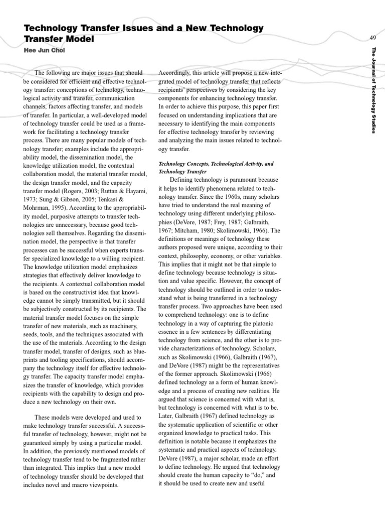 Technology Transfer Issues and A New Technology Transfer Model | PDF ...