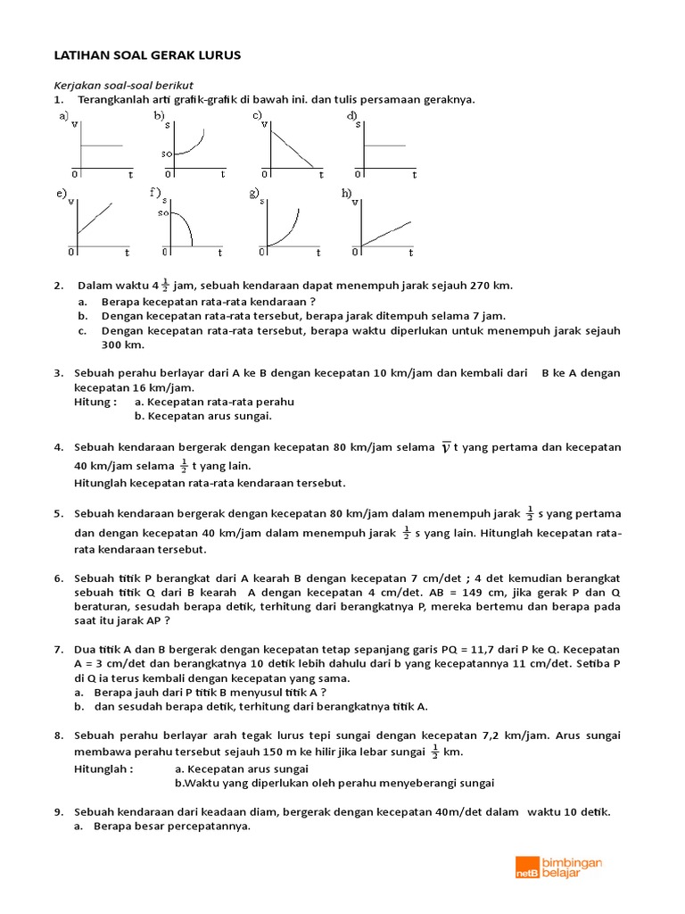 Latihan Soal Gerak Lurus Kelas 8 SMP | PDF