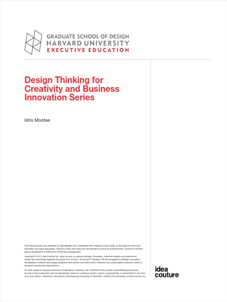 Ideacouture Design Thinking Primer Harvard Education PDF | Download ...
