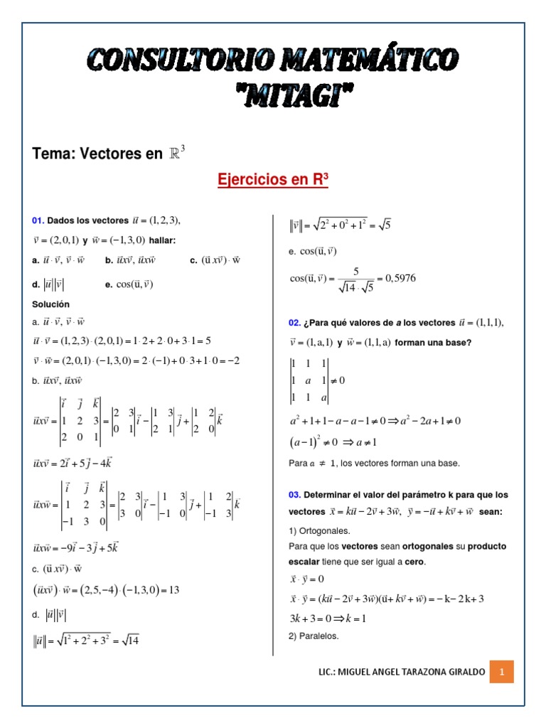 Ejercicios en R3 | PDF | Vector Euclidiano | Cálculo multivariable