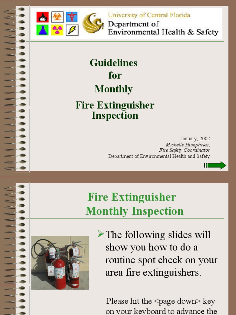 Guidelines For Monthly Fire Extinguisher Inspection: January, 2002 ...