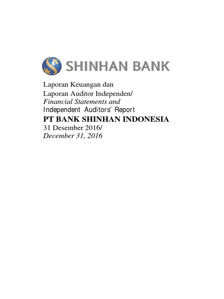 Laporan Keuangan PT Bank Shinhan Indonesia 2016 | PDF